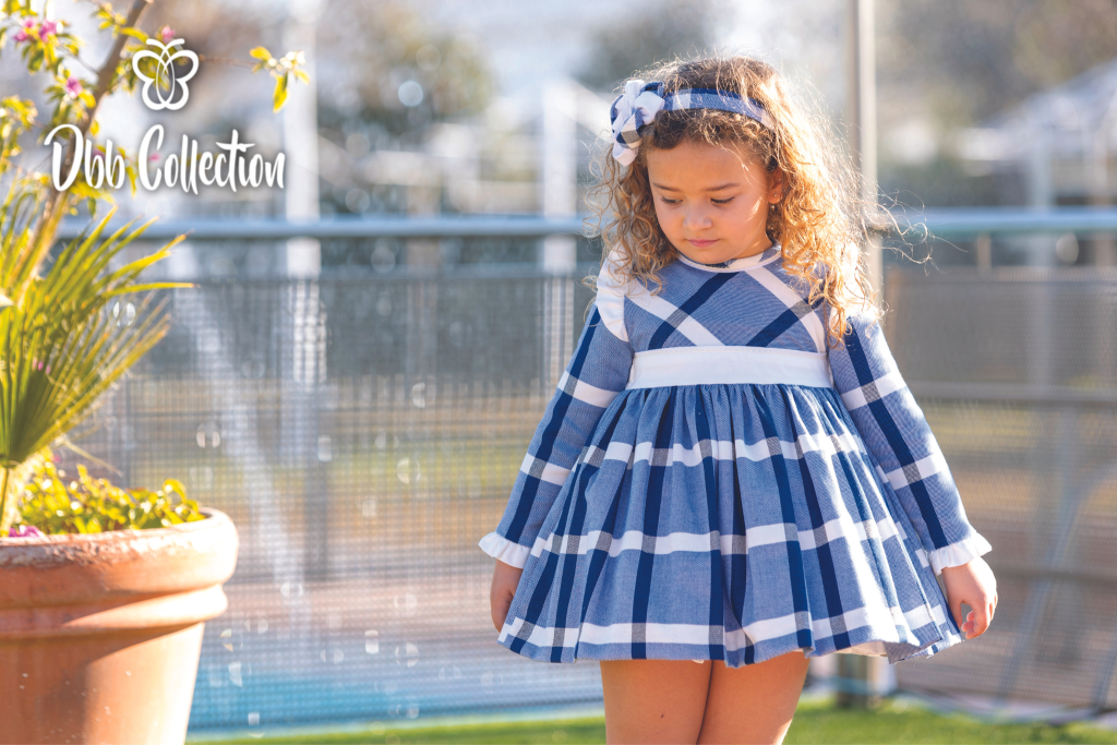 Dbb Collection Blue Checked Dress with Back Bow - Clandaw Childrens ...
